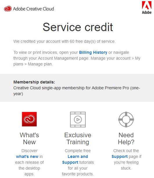 Free 60 Days Adobe Creative Cloud Account Credit For Cancellations ...