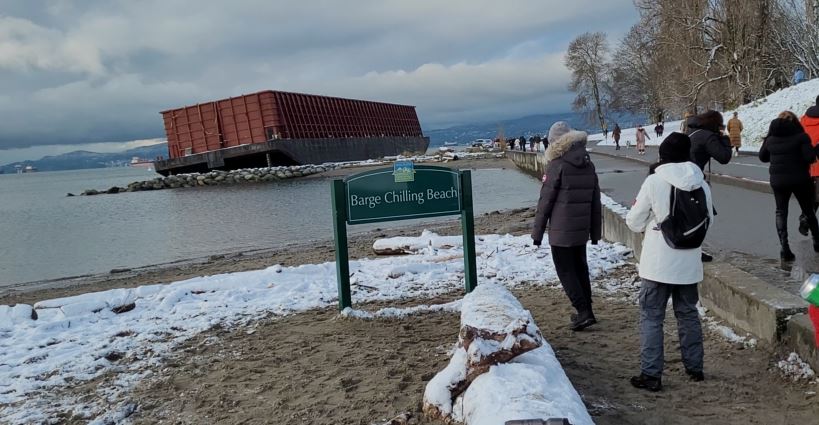 Vancouver Barge Chilling Beach Sign Joke - Alan Yu